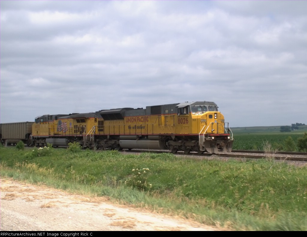 UP 8026 Moving WB with Coal Empties
